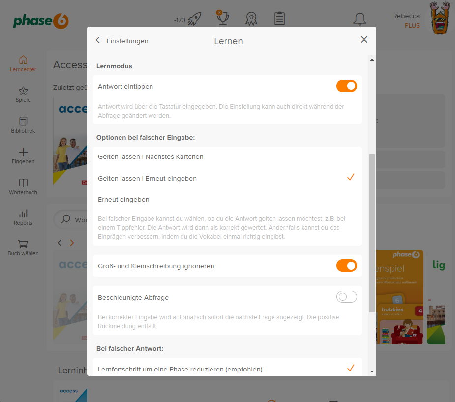 phase6 - Vokabeltraining und Grammatik passend zum Unterricht